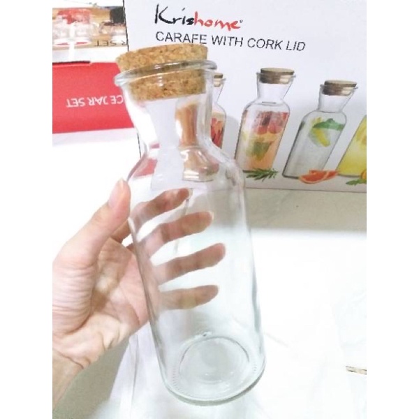 Jual KARAFE BOTOL KACA DENGAN TUTUP - BOTOL KARAFE KACA TUTUP KAYU ...