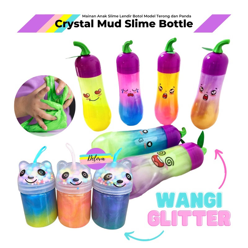 Jual Crystal Mud Slime Bottle Mainan Anak Lendir Botol Terong Panda ...