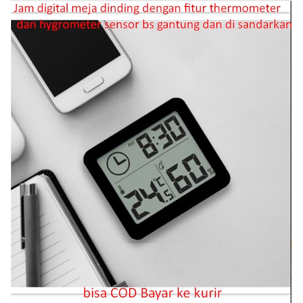 Jual Jam digital meja dinding dengan fitur thermometer dan hygrometer ...
