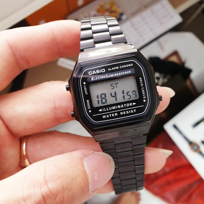 Jual JAM TANGAN WANITA MERK CASIO TYPE A-168 STAINLESS STILL BATERAI ...