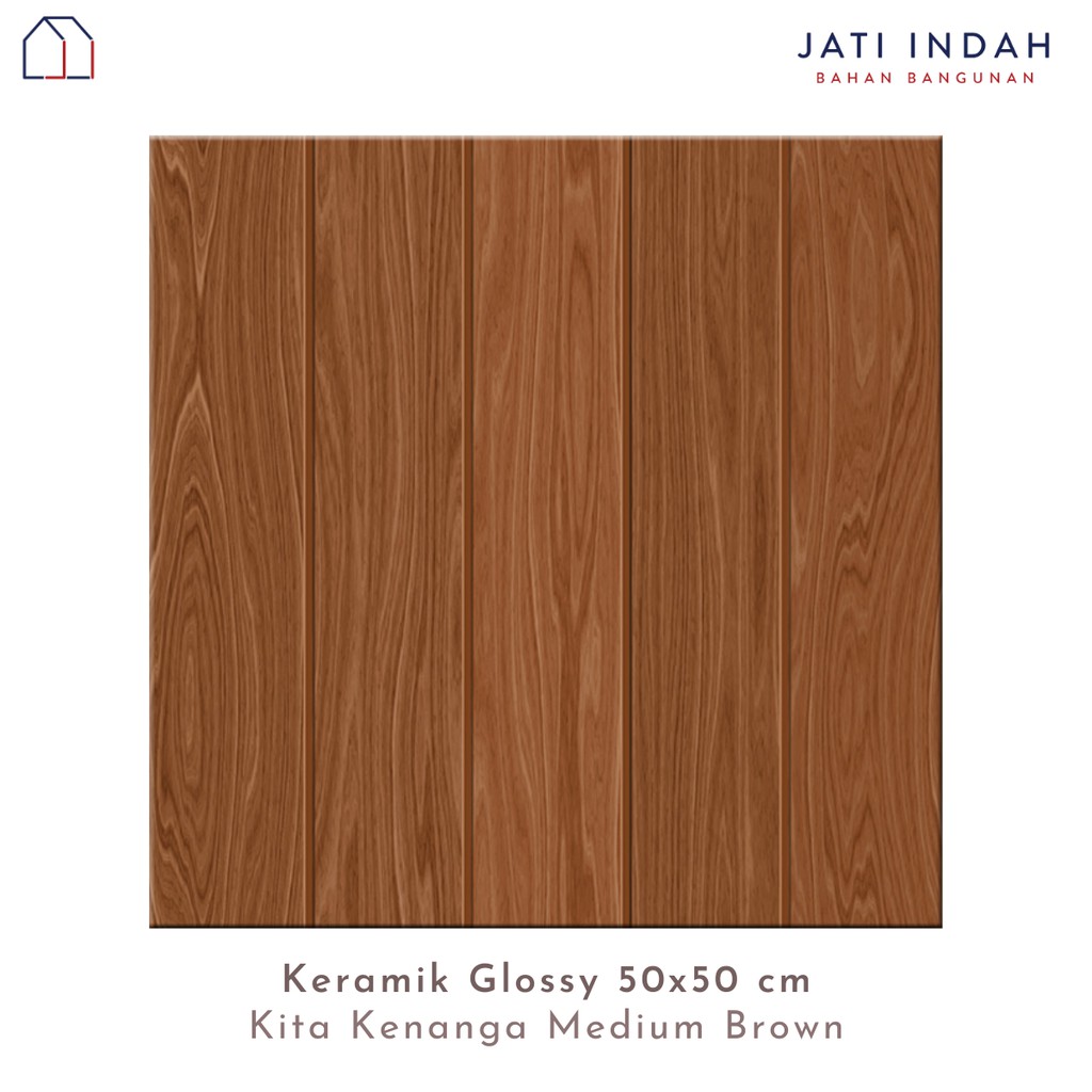 Jual KERAMIK MOTIF KAYU GLOSSY 50x50cm KITA KENANGA MEDIUM BROWN | Shopee Indonesia