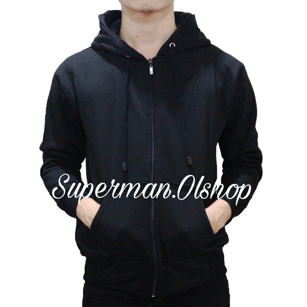 Jual Jaket Zipper Warna Hitam Polos | Shopee Indonesia
