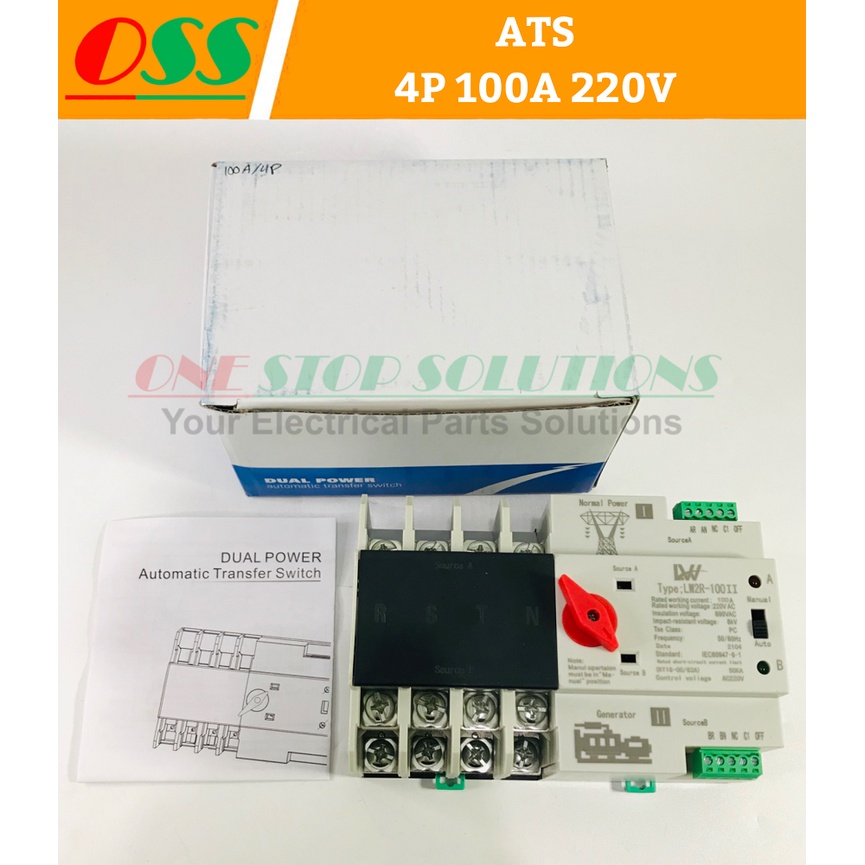 Jual ATS Automatic Transfer Switch 4P 100A 220V MCB Dual Power LW2R-100II | Shopee Indonesia