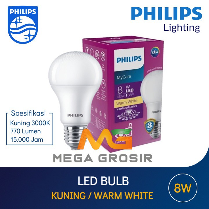 Jual Lampu Philips LED Bulb MyCare 8W Kuning Warm White 3000K LEDBulb 8 ... Jual Lampu Philips LED Bulb MyCare 8W Kuning Warm White 3000K LEDBulb 8 ...