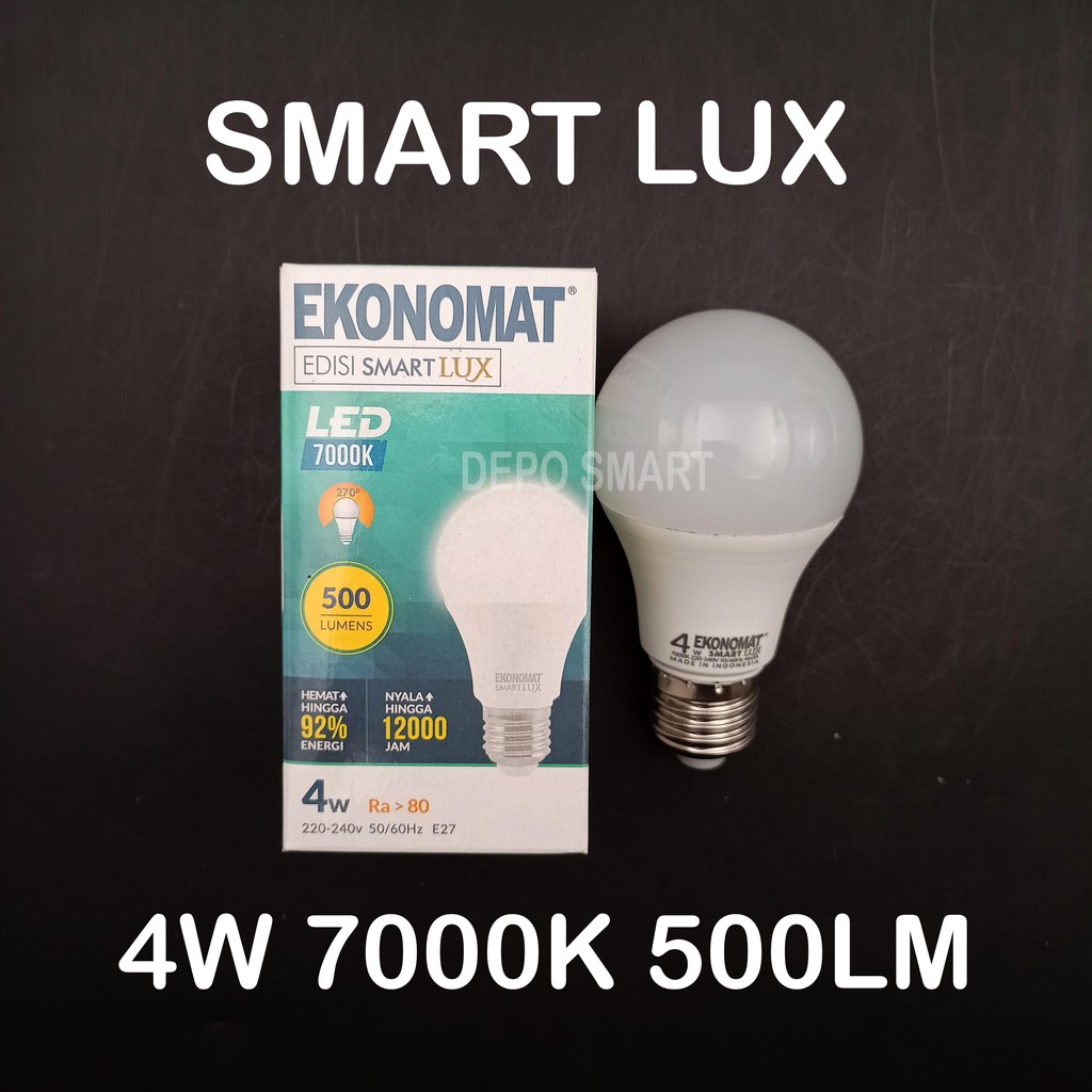 Jual Lampu LED Ekonomat SMART LUX 4W Putih 7000K 4 Watt 4 W Bohlam MURAH | Shopee Indonesia