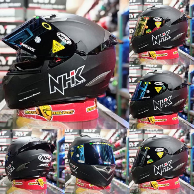 Jual Helm Nhk rx9 polos black doff/hitam doff paket ganteng visor flat ...