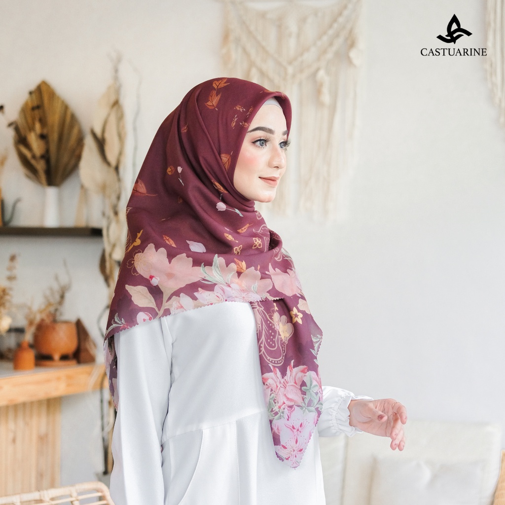 Jual hijab Printing Voal Premium Lasercut Castuarine - Series Puspa Pesona | Shopee Indonesia
