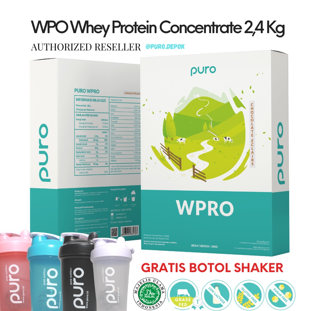 Jual PURO WPRO WPC 2,4 Kg Whey Concentrate Susu Protein Gym Fitness ...