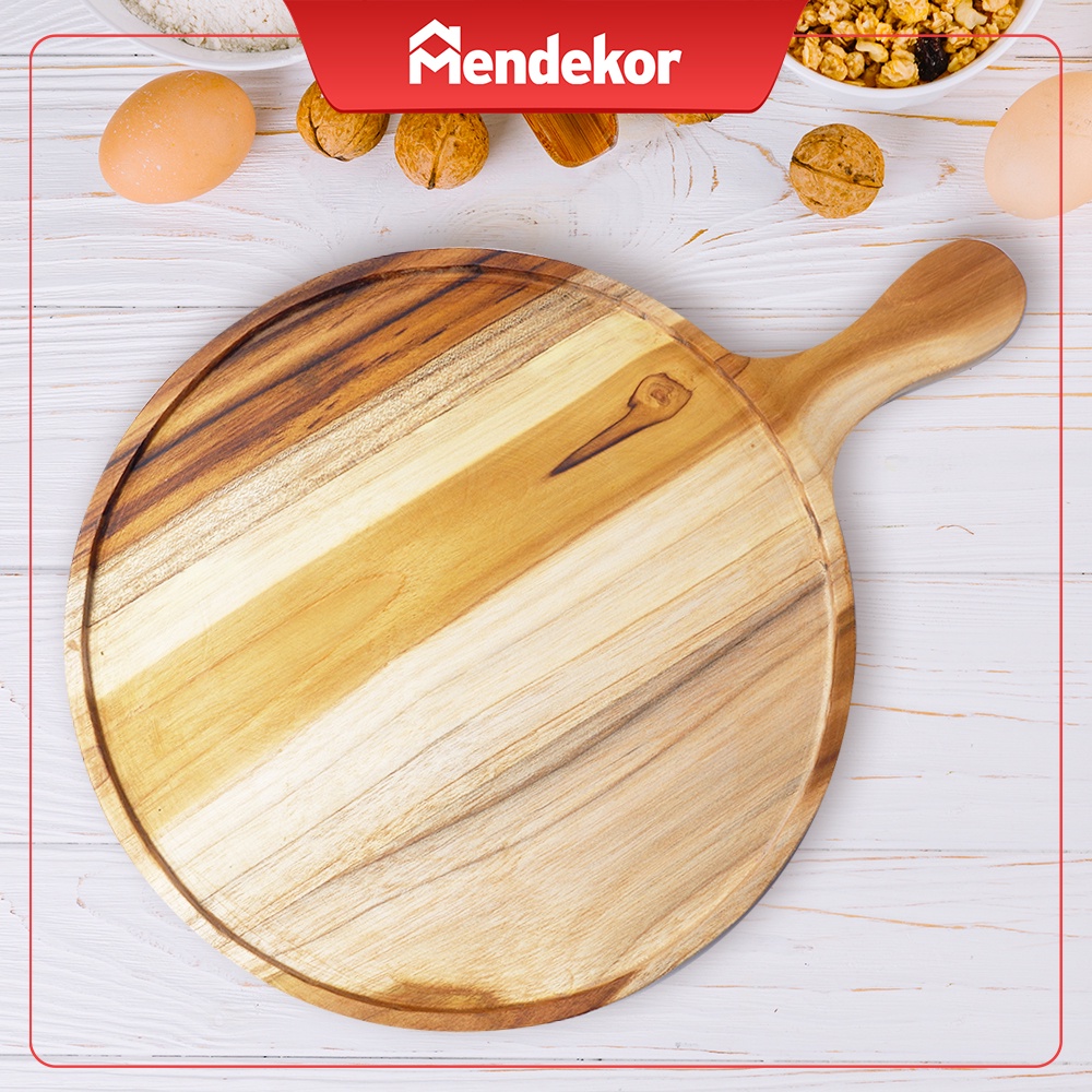 Jual Nampan tray piring kayu jati bulat saji pizza talenan properti ...