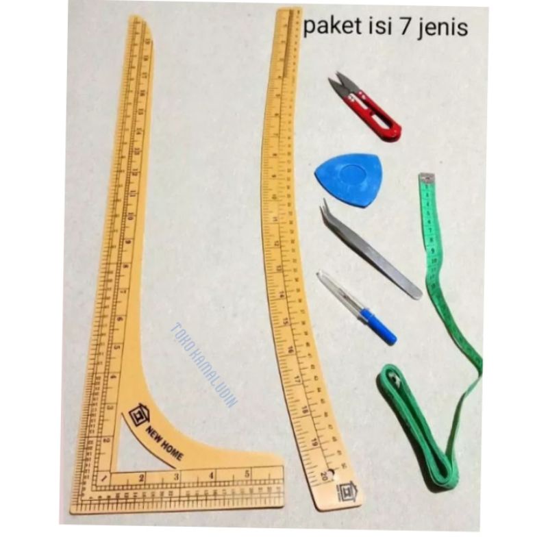 Jual paket 1 set Penggaris pola isi 7 jenis / penggaris lengkung besar ...