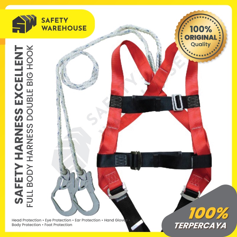 Jual Safety Harness / Full Body Harness Double Big Hook Excellent 0257A | Shopee Indonesia