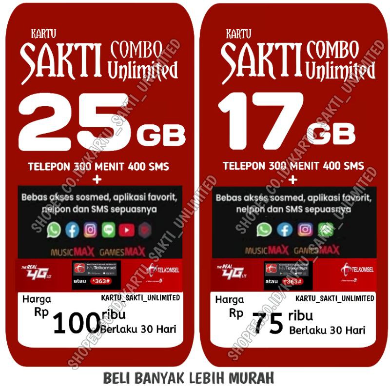Harga kartu sakti telkomsel 17 gb unlimited Terbaru Sep 2025 | BigGo Indonesia