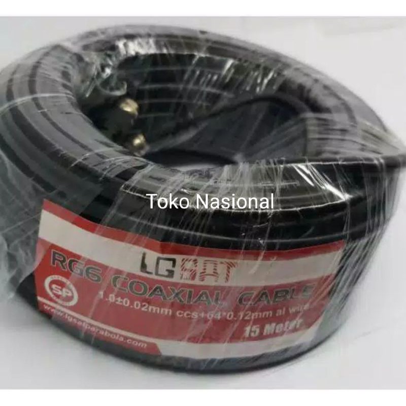 Jual Kabel Parabola RG6 merek LGSAT 15m lengkap conector untuk parabola | Shopee Indonesia