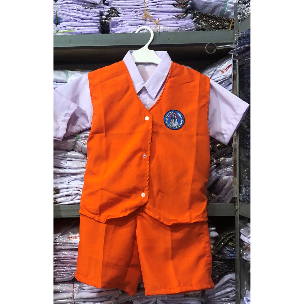 Jual SERAGAM ROMPI TK ORANGE DAN PAUD SET LAKI-LAKI DALAMAN PUTIH ...