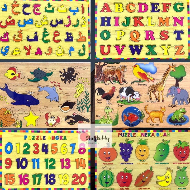 Jual 7PC=1KG Edukasi Puzzle Anak / Wooden Puzzle / Puzzle Kayu Unik ...