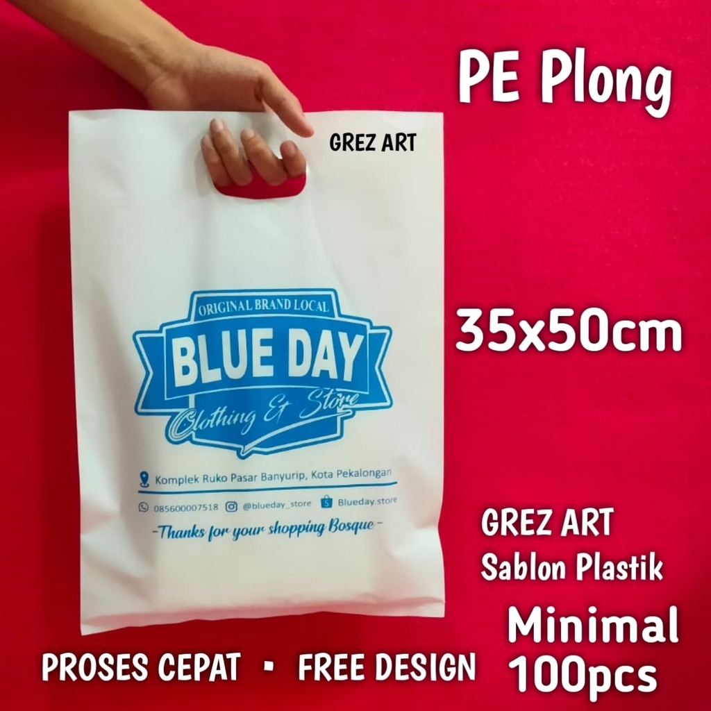 Jual Plastik Sablon PE PLONG DISTRO 35 x 50 , FREE DESIGN | Shopee ...