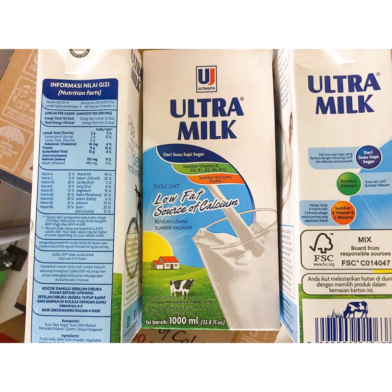 Kandungan Gizi Susu Ultra Milk Low Fat Homecare24