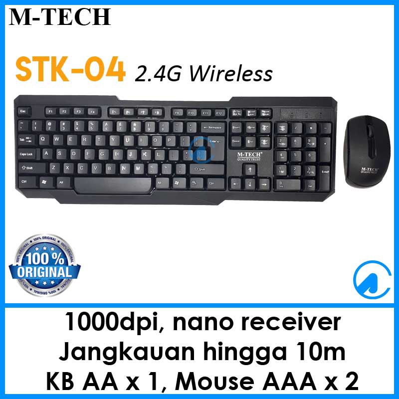 Jual Paket Keyboard Mouse Wireless Combo Bundle M-Tech STK-04 MTech ...