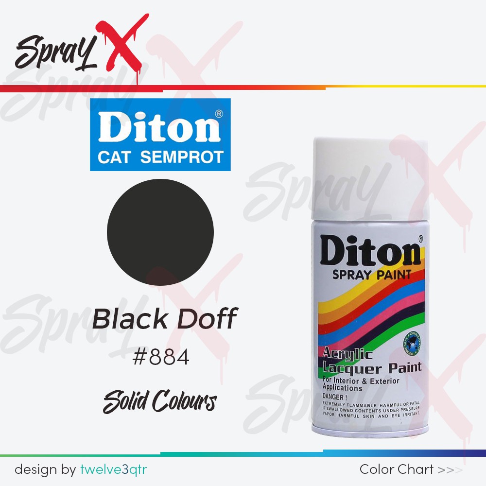 Jual DITON SOLID BLACK DOFF 884 / HITAM DOP #884 150ML 300ML - SPRAY ...