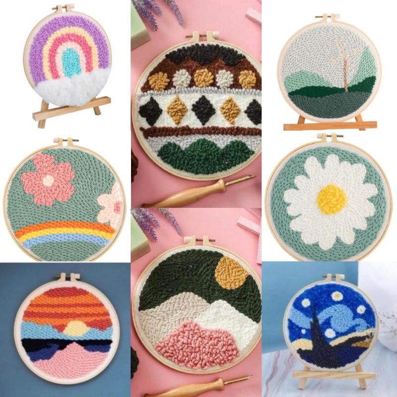 Jual Paket Punch Needle Kit Sulam Embroidery Benang Tebal | Shopee ...