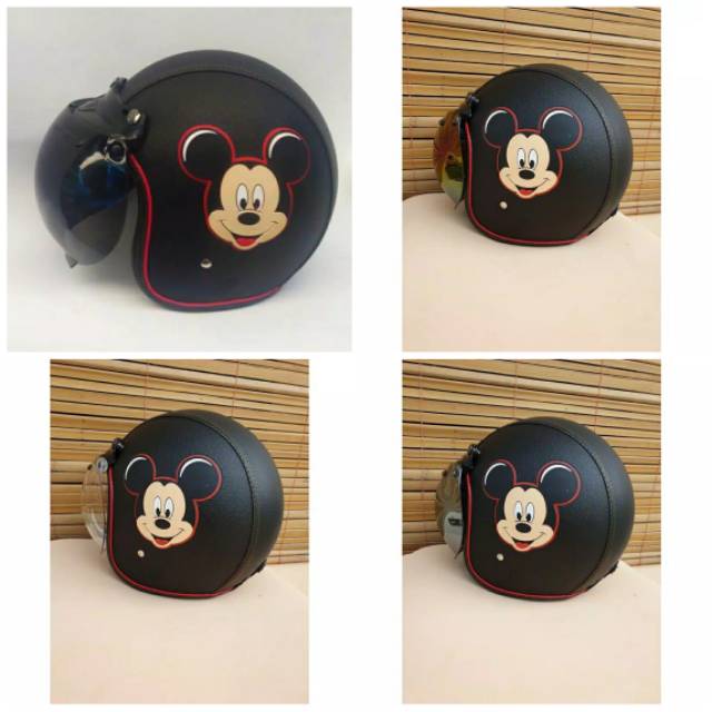 Jual HELM BOGO KARAKTER MICKEY MOUSE HITAM KACA CEMBUNG | Shopee Indonesia