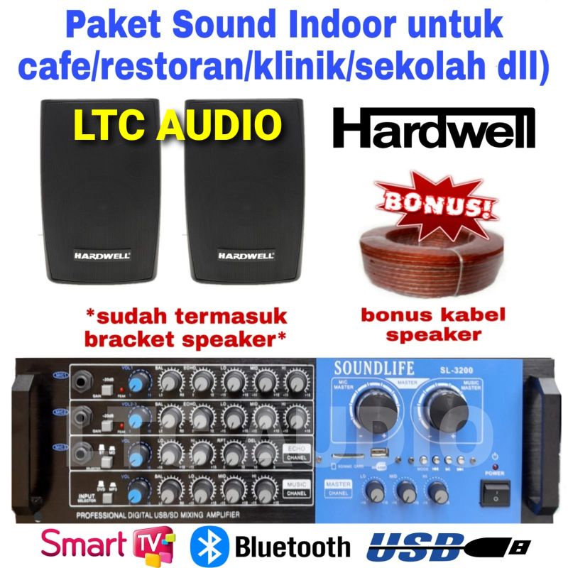 Jual PAKET SOUND SYSTEM INDOOR CAFE / RESTO / AULA HARDWELL 2 SPEAKER ...