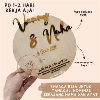 Jual nama kayu bulat tulisan akrilik hiasan mahar / scrabbook chipboard ...