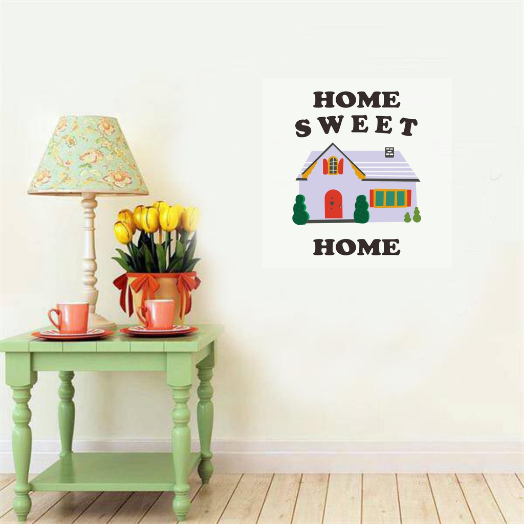Wallsticker Dinding Kream / Stiker Home Sweet Home Gray | pgmall