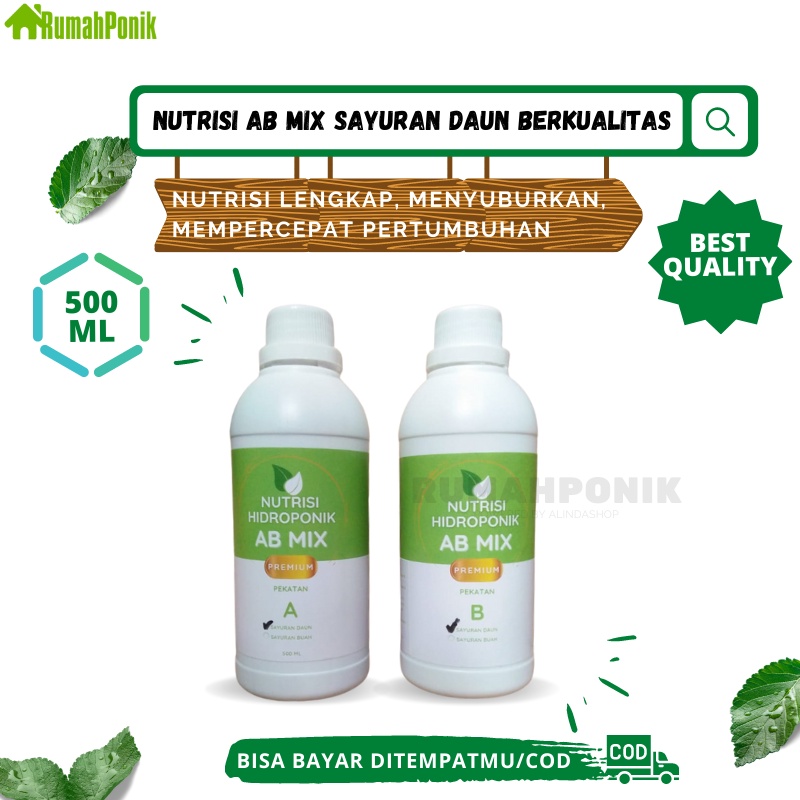 Jual Nutrisi AB Mix 500ml Sayuran Daun Cair Nutrisi Hidroponik Siap ...