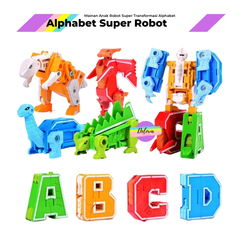 Jual Alphabet Super Robot Power Game Mainan Robot Transformasi Alphabet ...