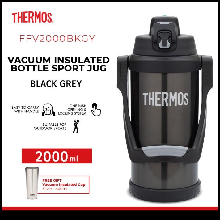 Jual Thermos Vacuum Insulated Bottle Sport Jug-Black Gray 2L(Ffv-2000-Bkgy) | Shopee Indonesia
