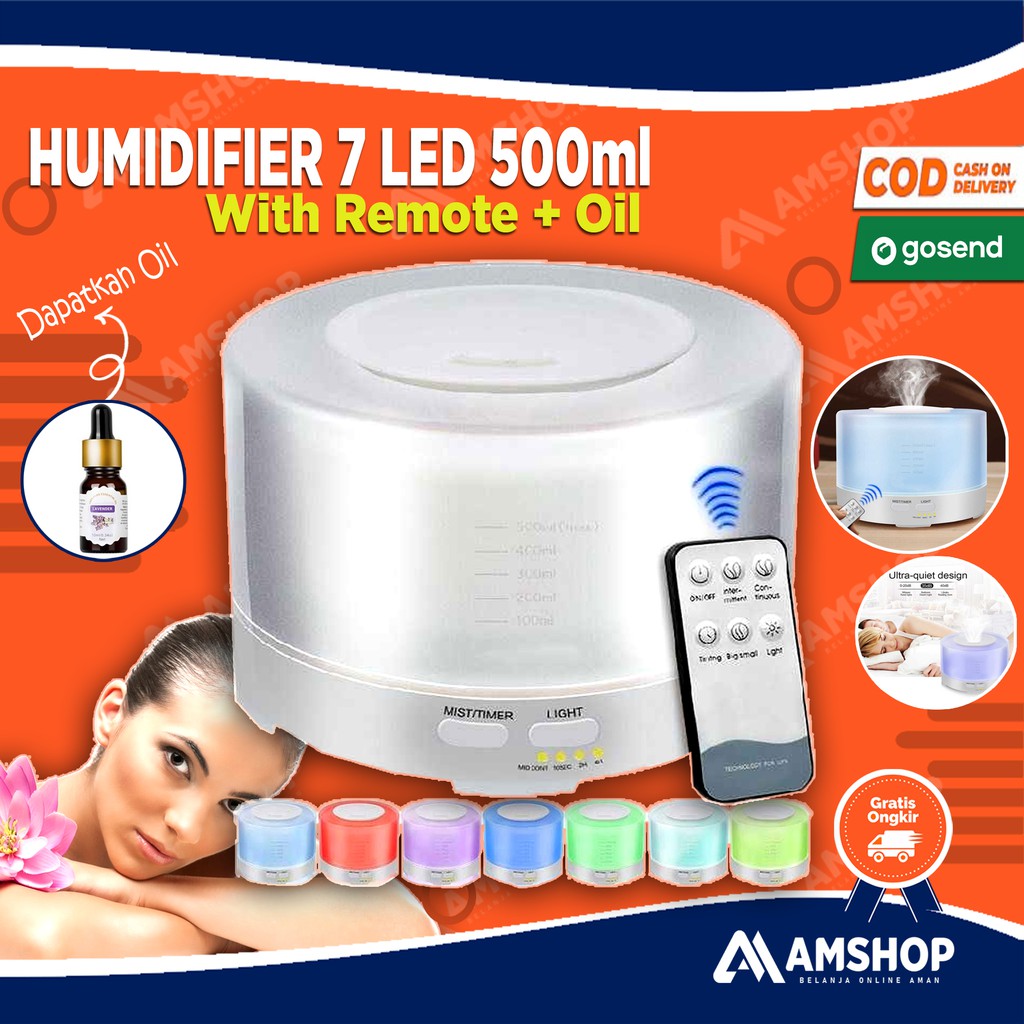 Jual Humidifier Taffware Humidifier 7 Color 500ml + Remote Control HUMI ...