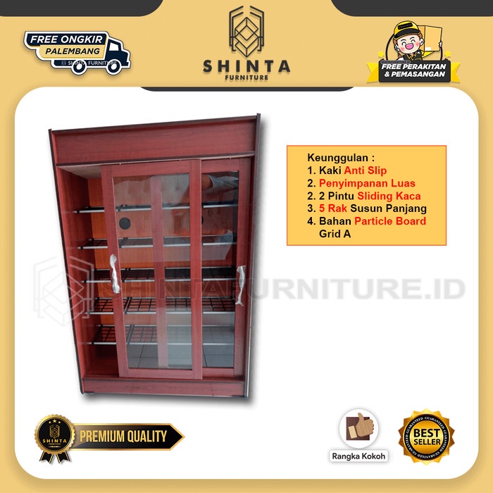 Jual Rak Sepatu Sliding 2 Pintu Kaca Rak Susun Penyimpanan Luas ...