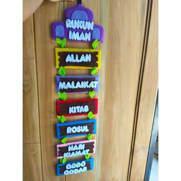 Jual hiasan dinding rukun islam, rukun iman ,budaya 5 S dari kain flanel kerajinan flanel ...