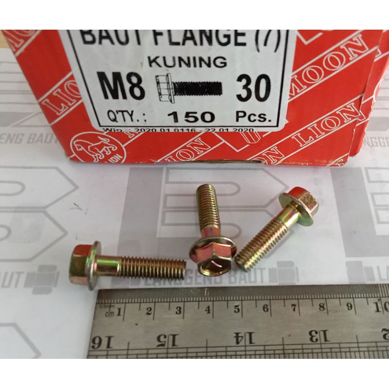 Jual Baut Flange M8 x 30 Kuning / Baut Tapak Kunci 12 Panjang 3cm M8x30 | Shopee Indonesia