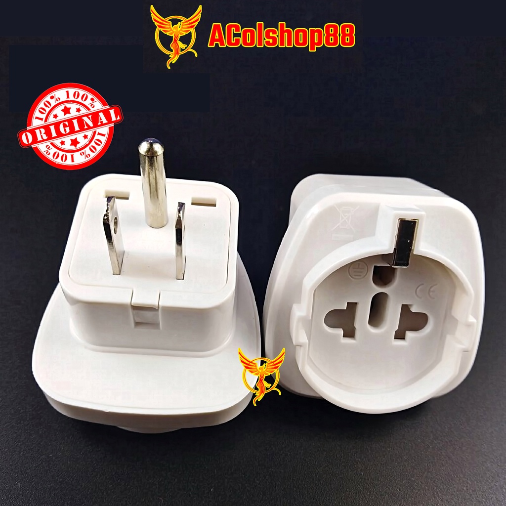 Jual OVER STEKER ADAPTER EU TO USA KAKI 2 KE 3 TIPE B / STOP KONTAK KONVERTER KAKI 2 KE 3 EU TO ...