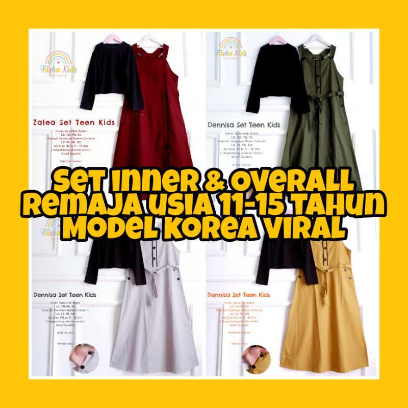 Jual Baju One Set Setelan Inner dan Overall Anak Wanita Remaja Usia 11 ...