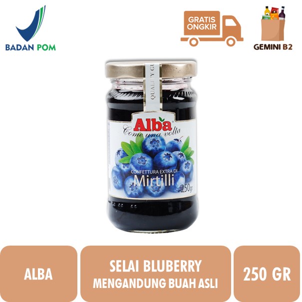 Jual Alba Natural Blueberry Jam / Selai Blueberry 250gr (Mirtilli ...