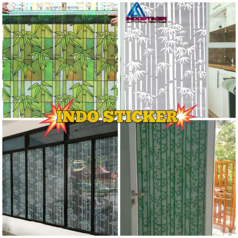 Jual stiker kaca film sanblas motif bambu sticker kaca jendela rumah ...
