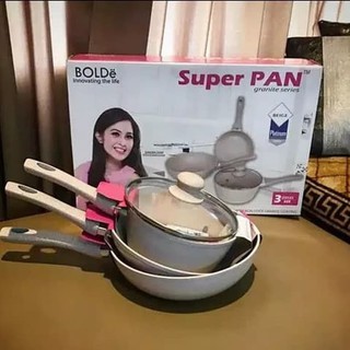 Jual Bolde Super Pan Granite Ceramic Cookware Set Beige Panci Frypan ...