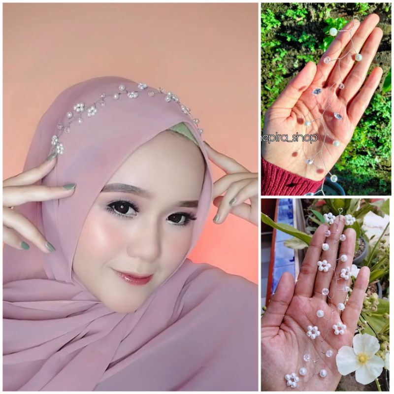 Jual headpiece hijab mutiara/hiasan rambut/hairpiece/tiara/mahkota ...