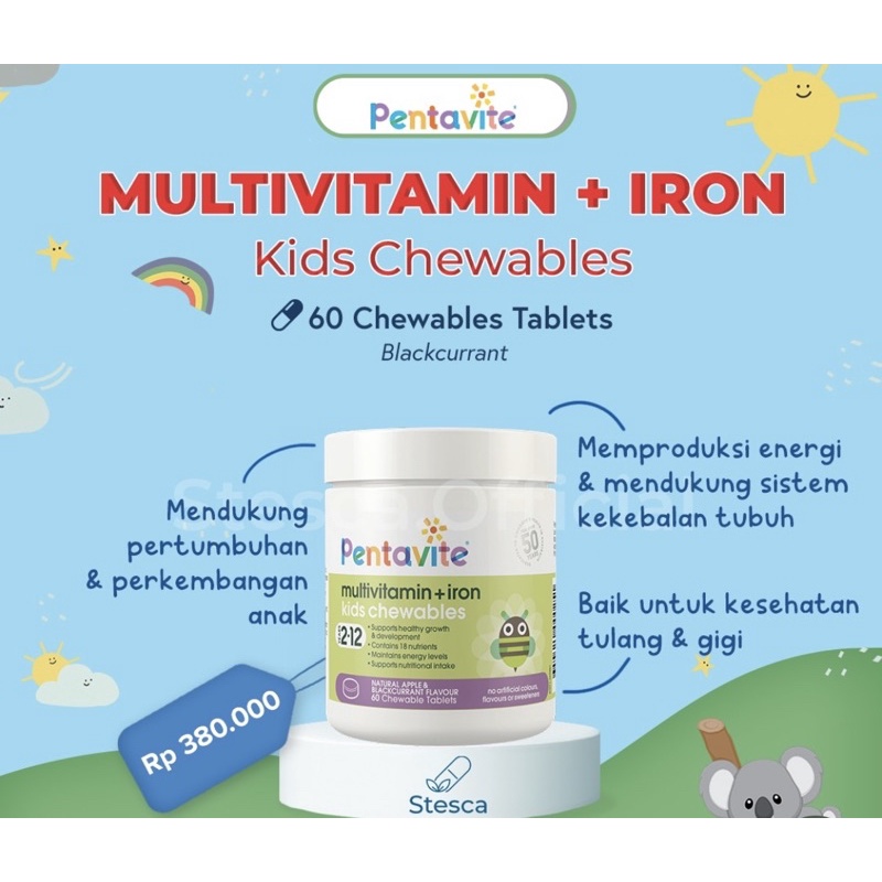 Jual pentavite multivitamin iron chewable Indonesia|Shopee Indonesia