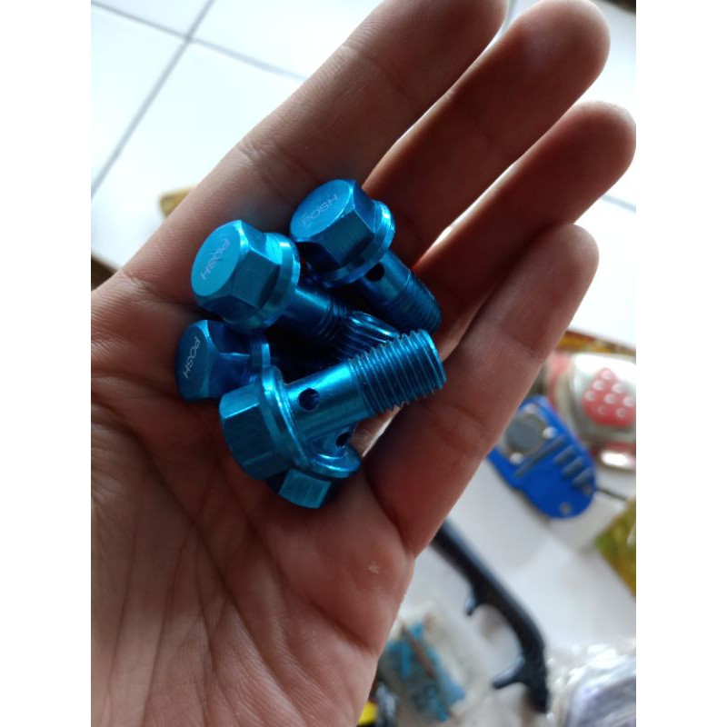 Jual baut banjo posh blue Thailand master kaliper rem standar drat kasar not probolt | Shopee ...