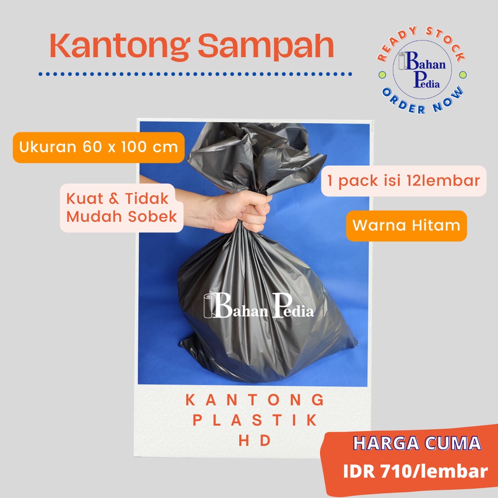Jual [Pack 12lembar] Kantong Plastik Sampah Besar Kuat Jumbo 60x100 - Hitam | Shopee Indonesia