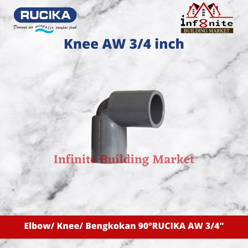 Jual Keni L elbow 3/4" 90 AW knee bengkokan polos PVC non drat Rucika | Shopee Indonesia