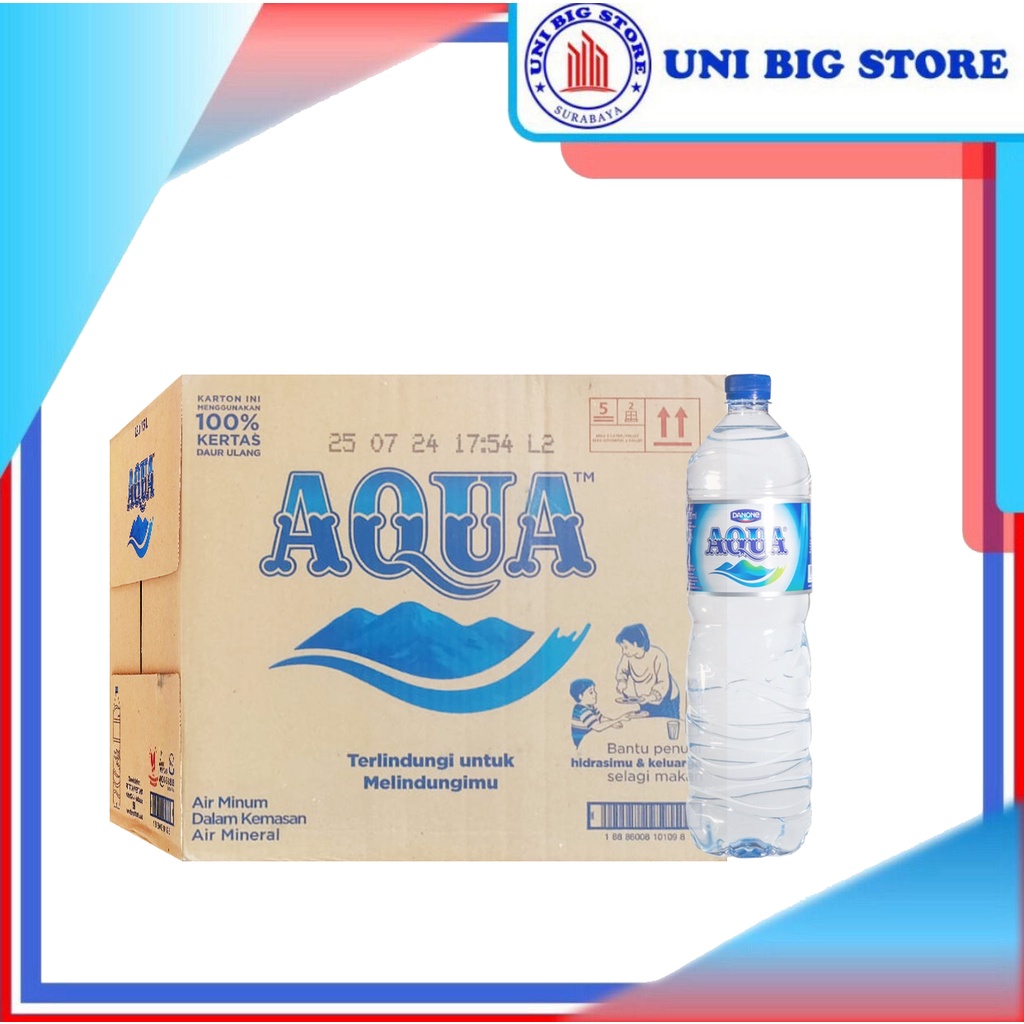Jual AQUA Air Mineral 1500 ml DUS 12 Pcs Botol | Shopee Indonesia