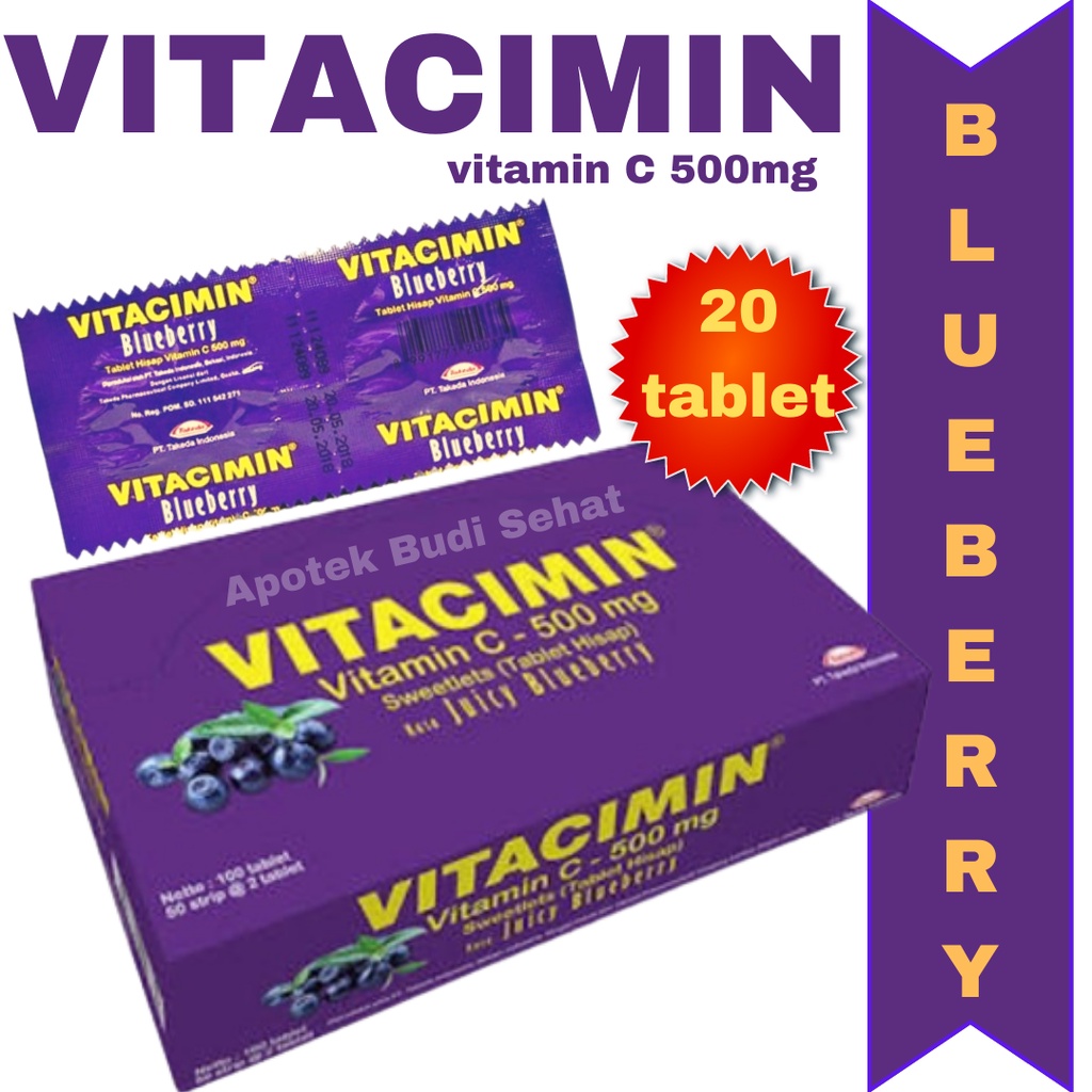 Jual Vitacimin Vitamin C 500mg Rasa Blueberry BOX ISI 20 TABLET ...
