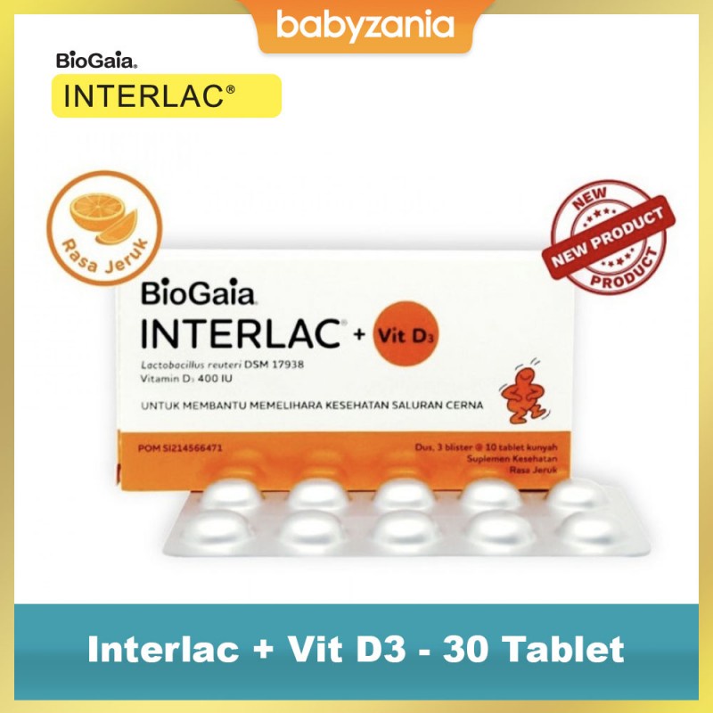 Jual Interlac Probiotik Tablet + Vit Vitamin D3 400 iu - 30 Tablet ...