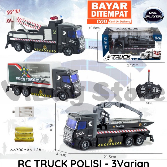 Jual RC Truk Derek Truk Rescue Truk Trailer Polisi Box Mobil Remote ...