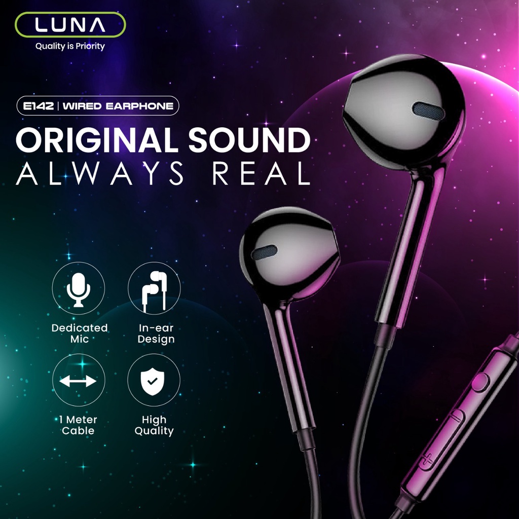 Jual PROMO! Luna Headset Wired Earphone in Ear Wired Earphone Bass ...